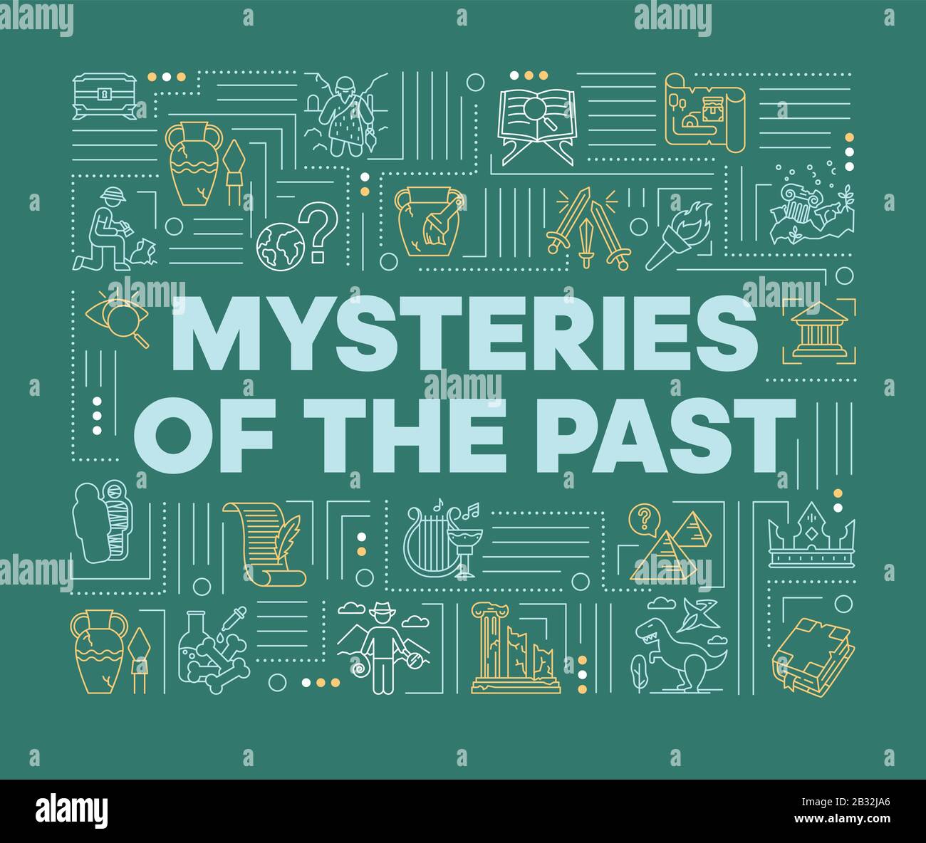 Mysteries of past word concepts banner. Archeological excavation ...