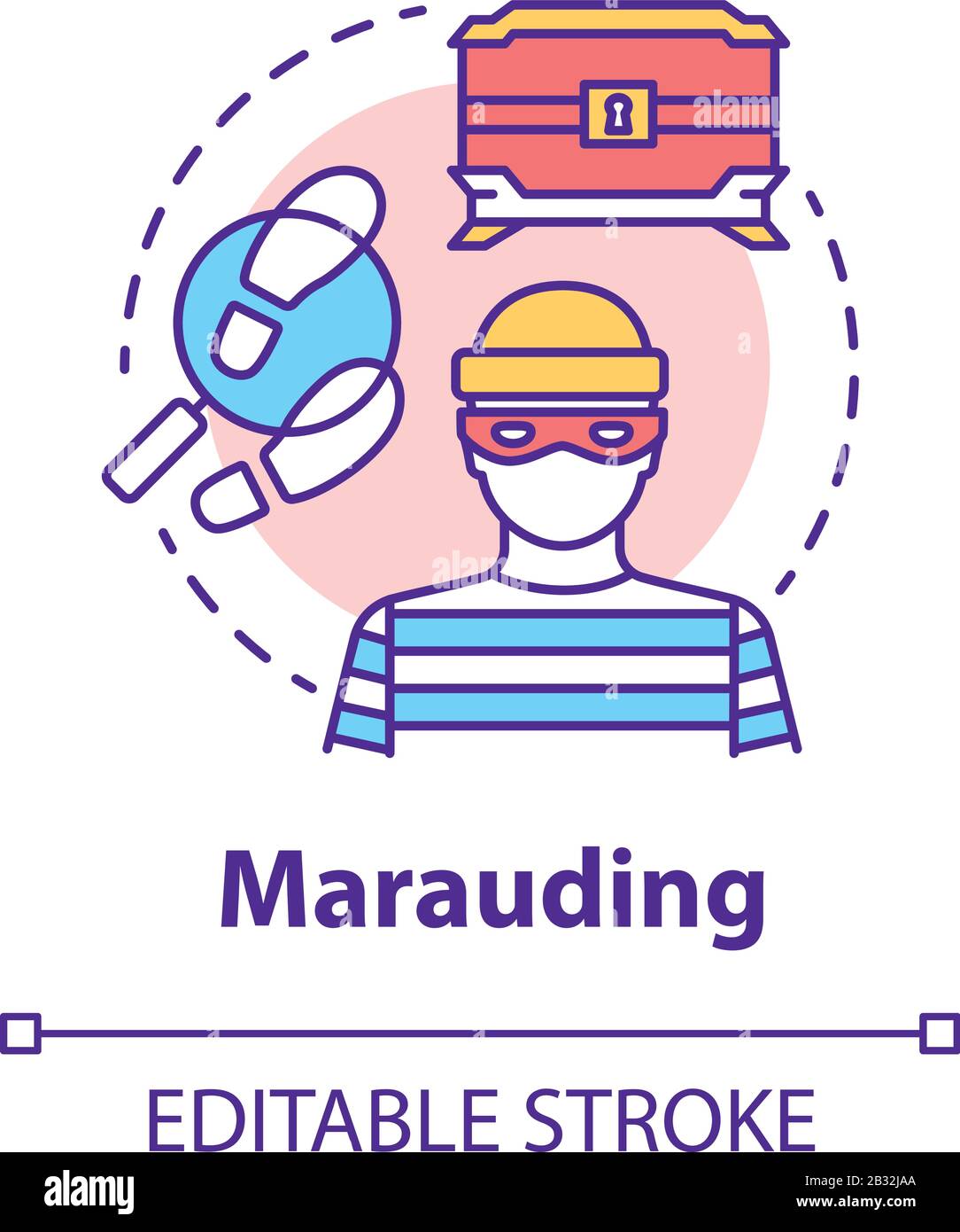 Marauding concept icon. Treasure hunting. Muggery, burglary. Search for ...