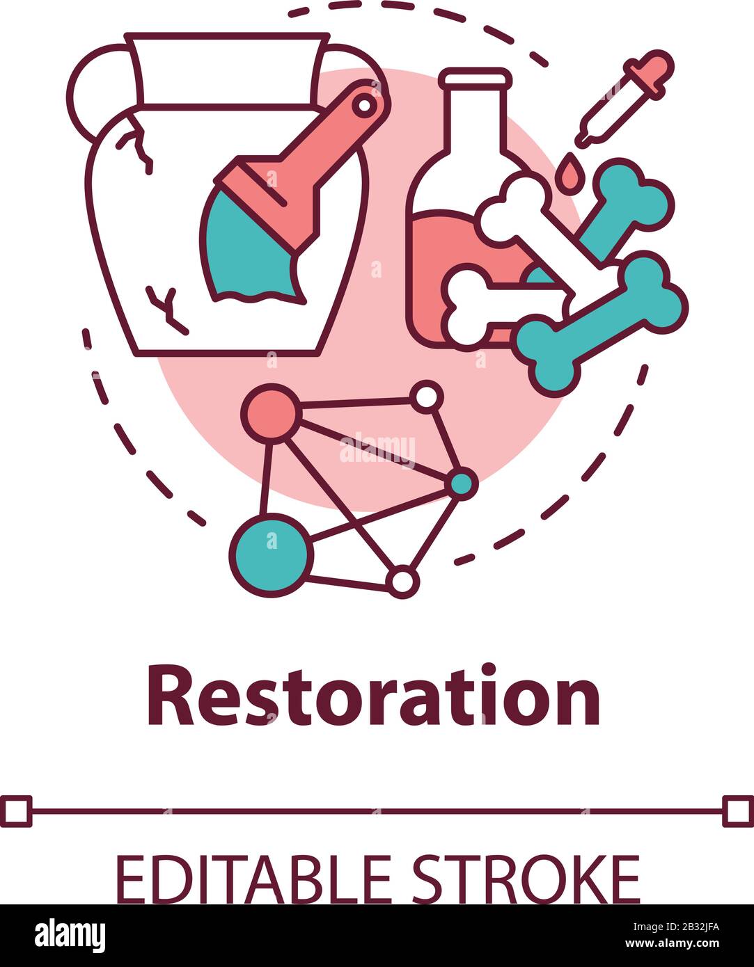 Restoration concept icon. Laboratory analysis archeological artifacts ...