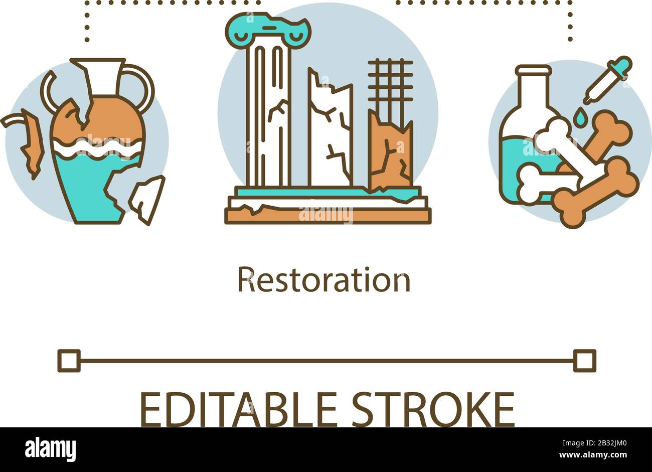 Restoration concept icon. Reconstruction of historical artifacts ...