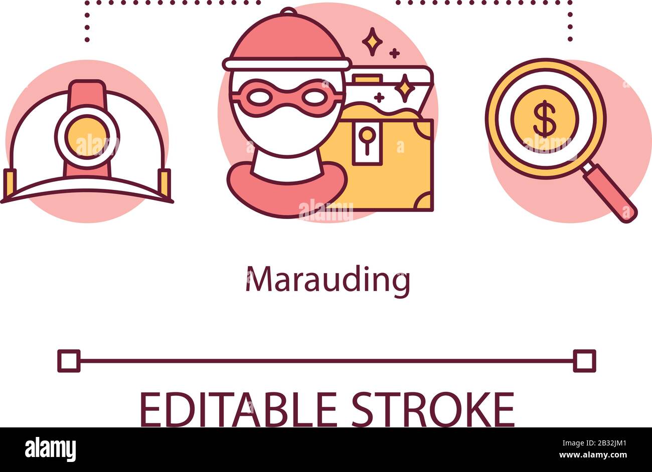 Marauding concept icon. Treasure hunting. Illegal digging of various ...