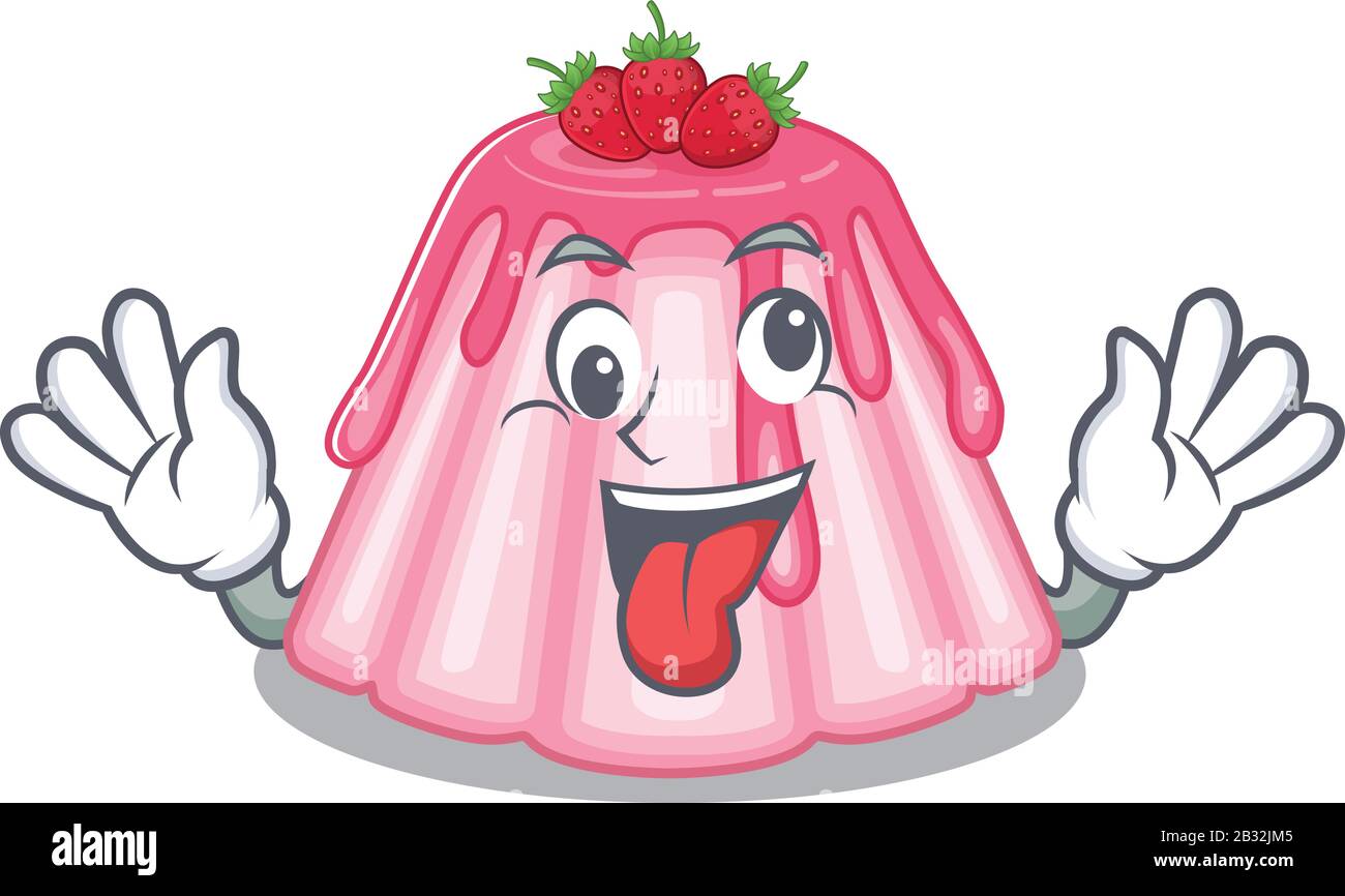 Cute sneaky strawberry jelly Cartoon character with a crazy face Stock ...