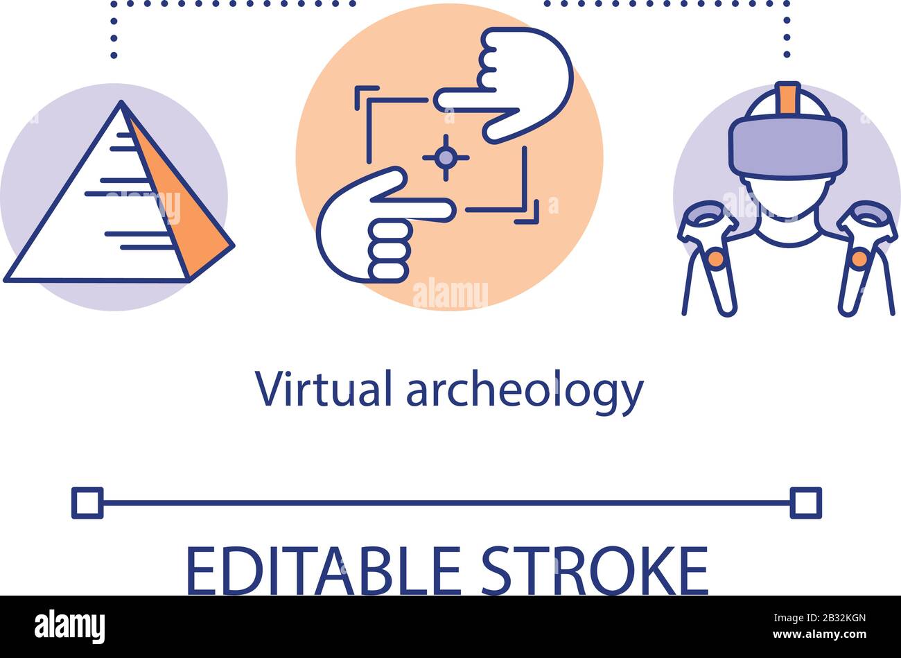 Virtual archeology concept icon. Computer modeling, visualization of ...