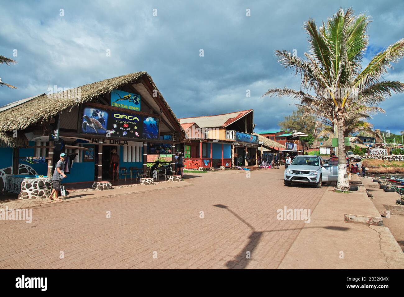 Hanga Roa, Easter Island / Chile - 27 Dec 2019: Rapa Nui. The street in ...