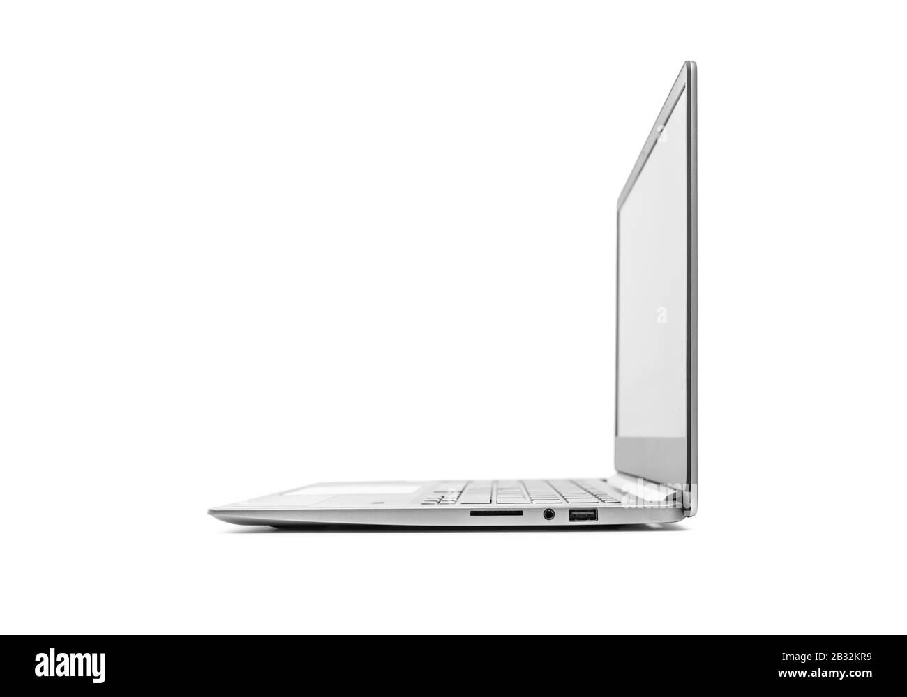 Grey laptop computer open Black and White Stock Photos & Images - Alamy