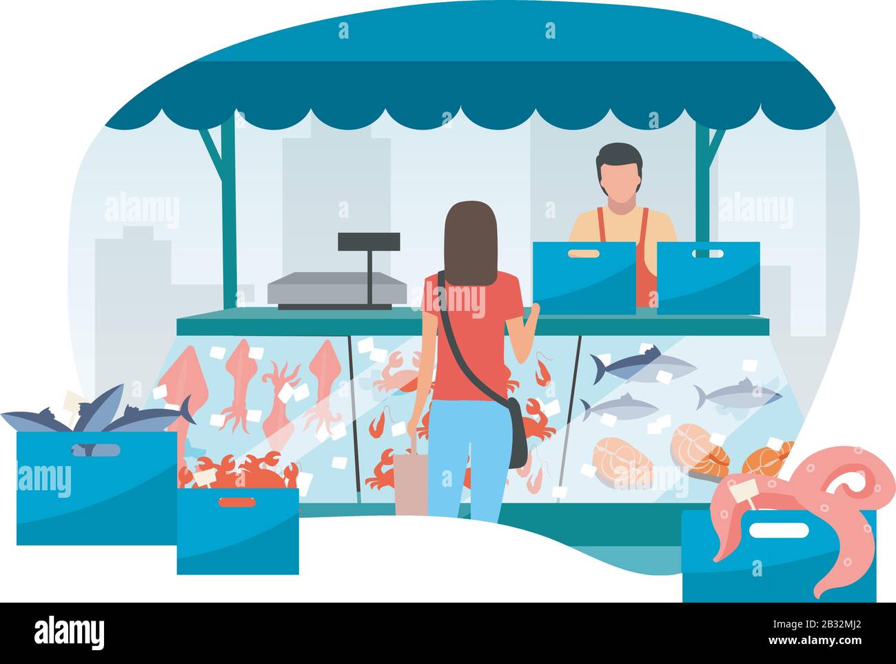 Stall in shopping street Stock Vector Images - Alamy