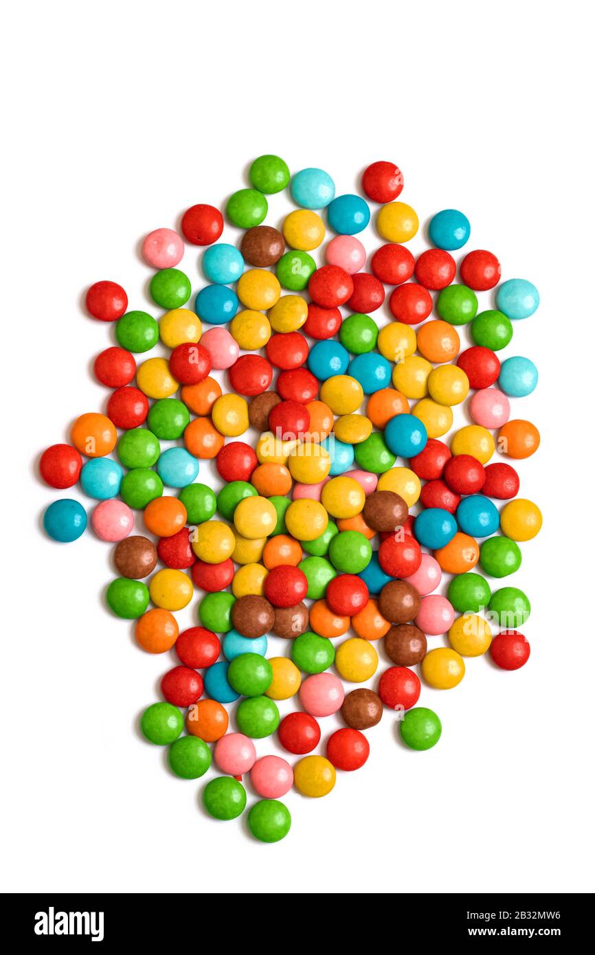 Pile of multicolored sweets isolated on white background Stock Photo ...
