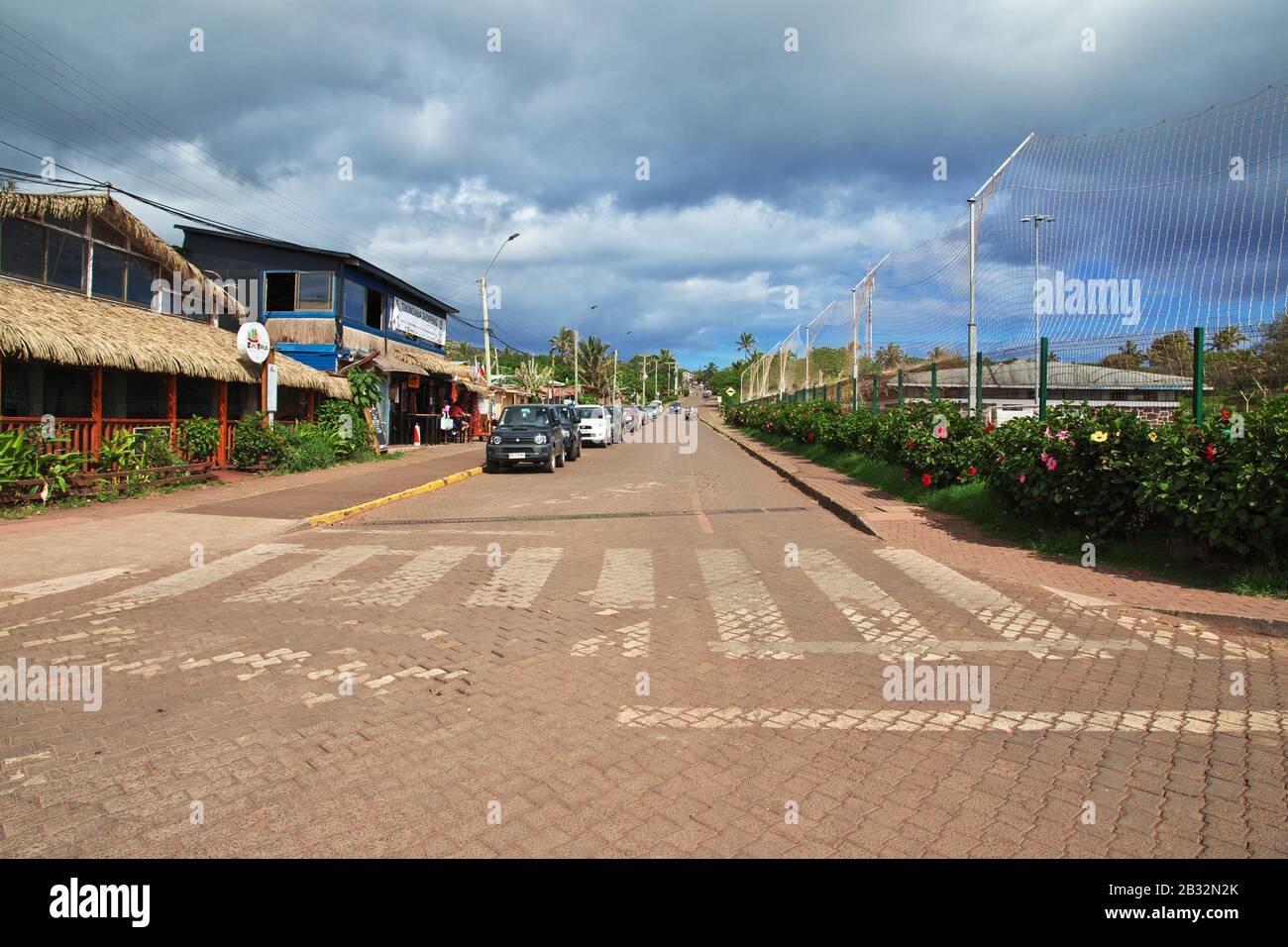 Hanga Roa, Easter Island / Chile - 27 Dec 2019: Rapa Nui. The street in ...