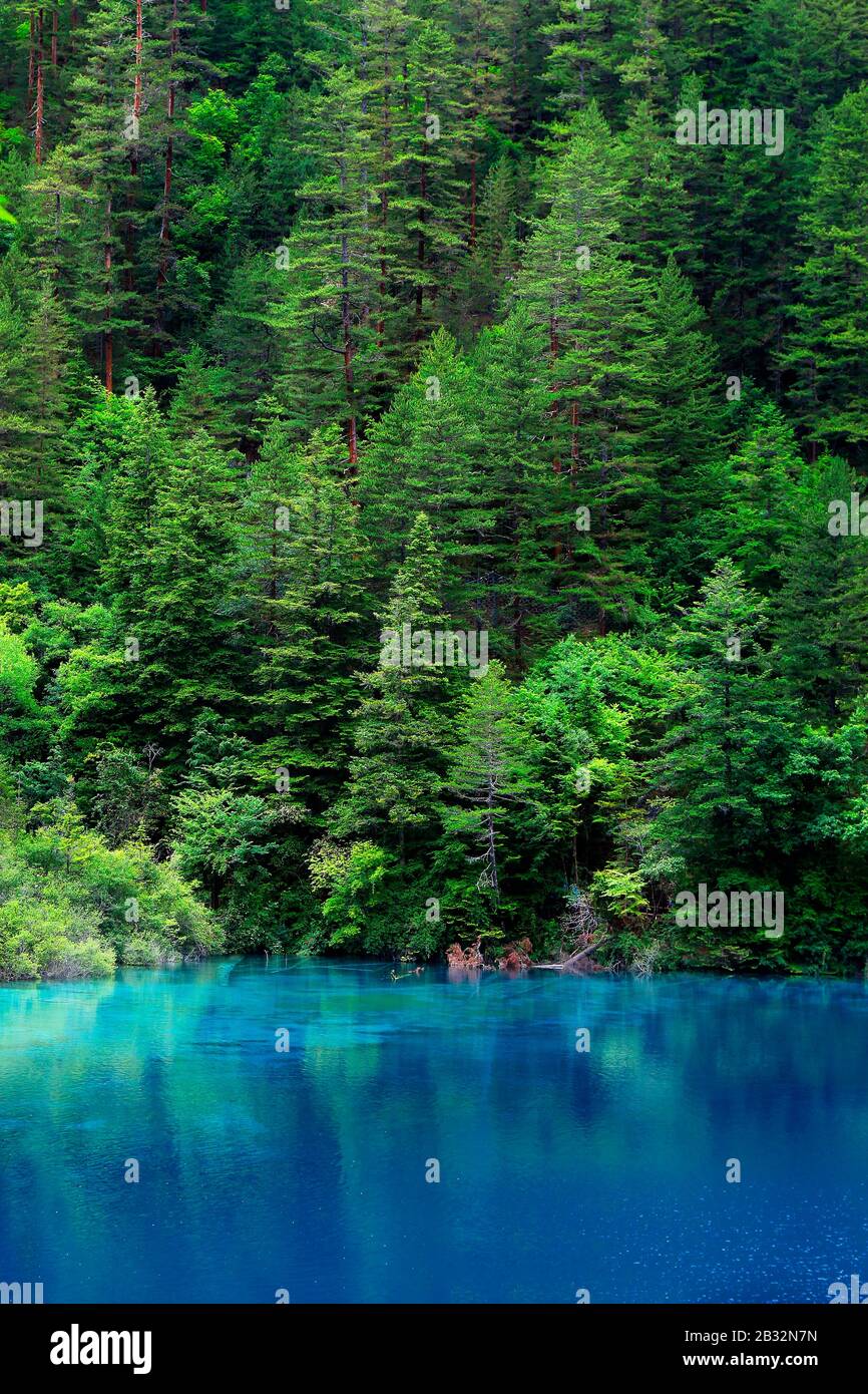 view of colorful lake in jiuzhaigou national park, Sichuan, china Stock ...