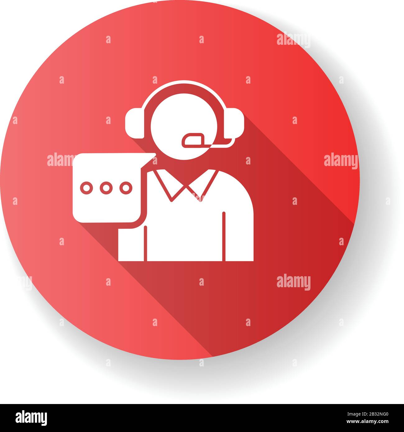 Customer support red flat design long shadow glyph icon. Call, contact ...