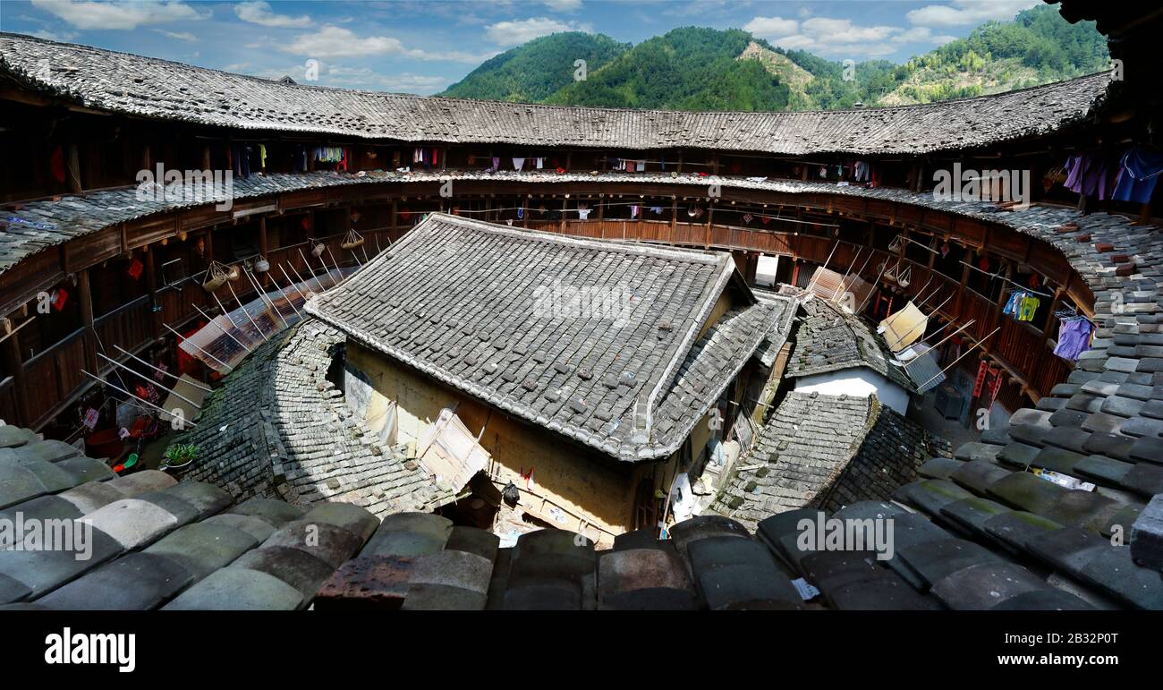 Tulou,traditional fortified circular cluster in tchu xi,fujian, china ...