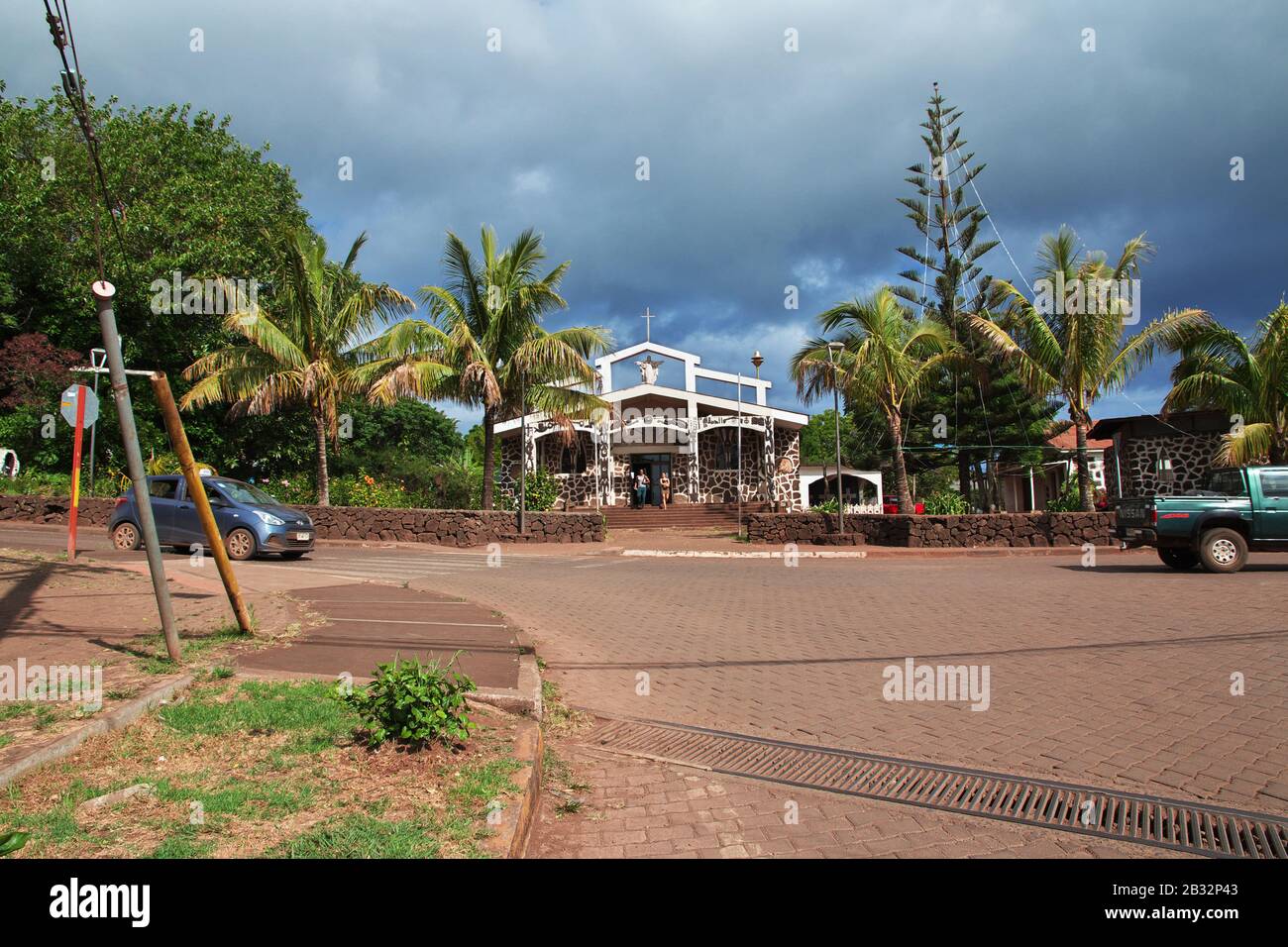 Hanga Roa, Easter Island / Chile - 27 Dec 2019: Rapa Nui. The church in ...