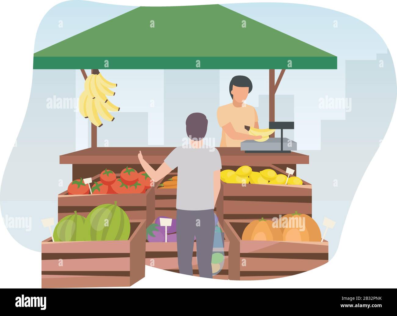 Market vegetables customer vendor Stock Vector Images - Alamy