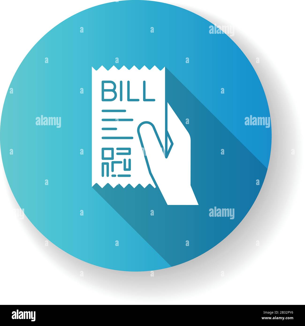Bill of exchange blue flat design long shadow glyph icon. Printed ...