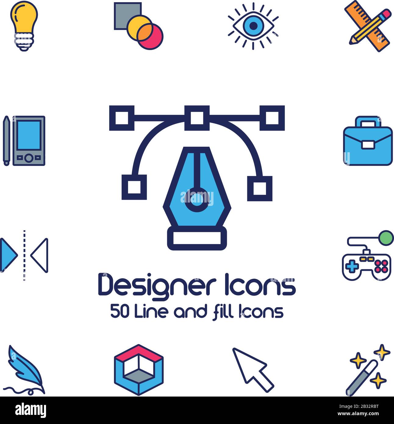 bundle of designer set icons and lettering Stock Vector Image & Art - Alamy