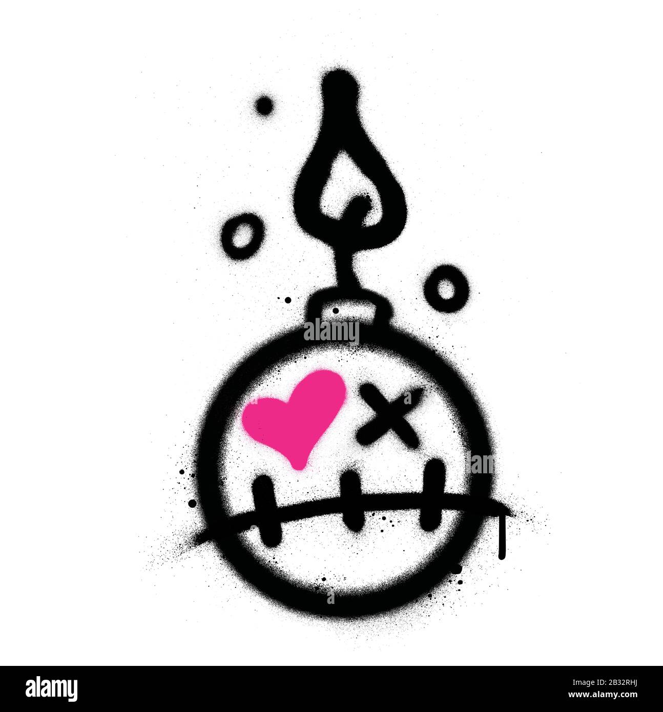 graffiti love bomb cartoon sprayed in black over white Stock Vector ...
