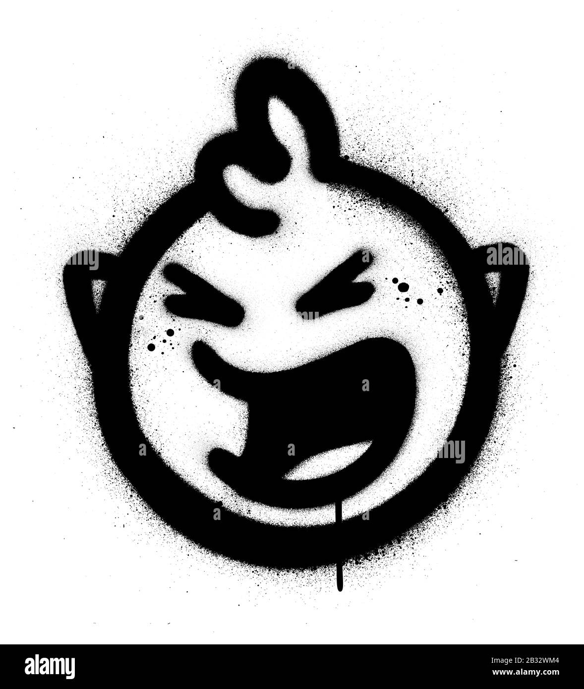 graffiti shouting angry icon sprayed in black over white Stock Vector ...