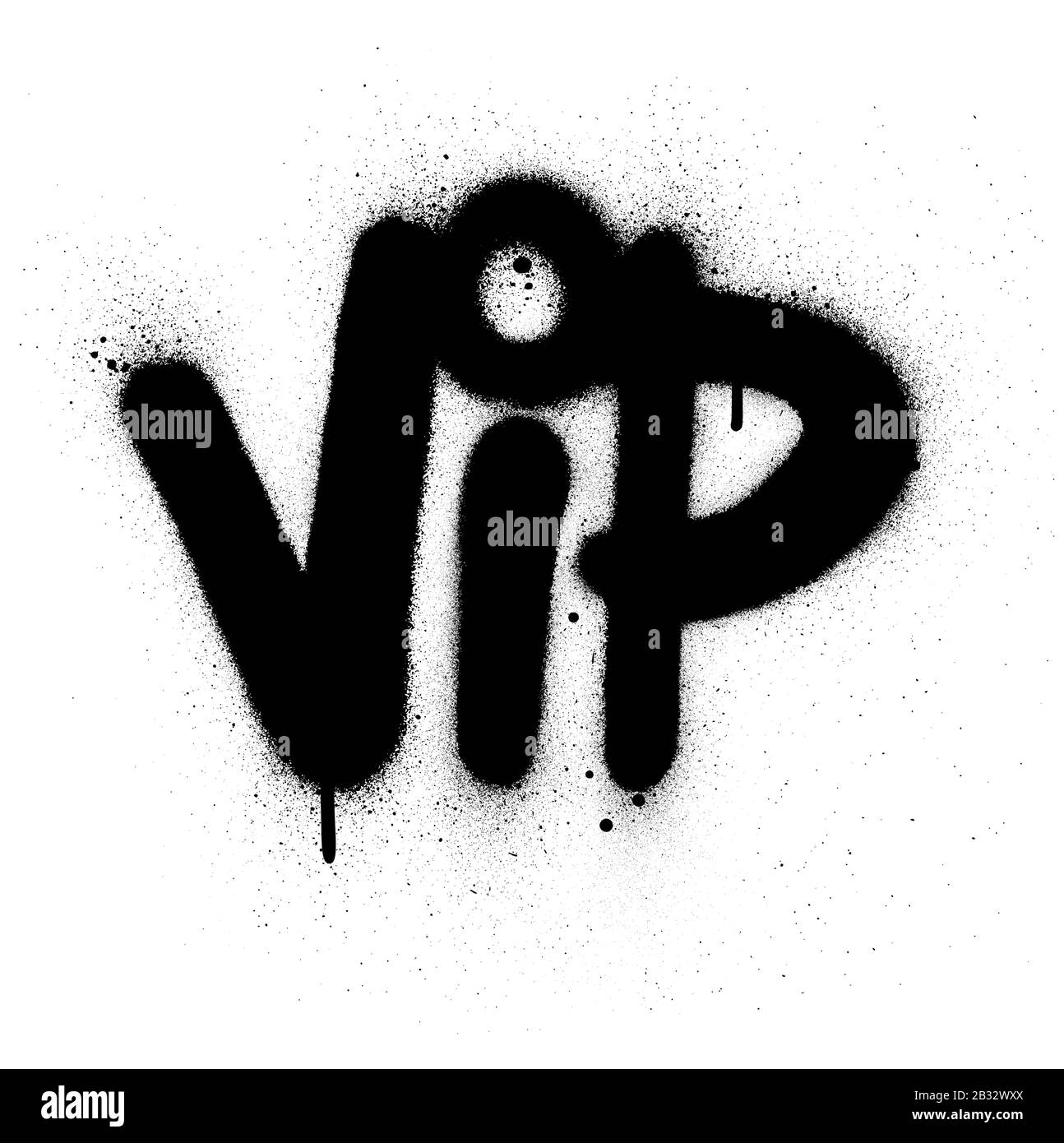 graffiti VIP abbreviation sprayed in black over white Stock Vector ...