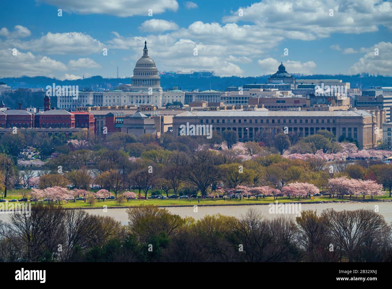Landscape with United States Capitol, Washington DC, USA Stock Photo ...