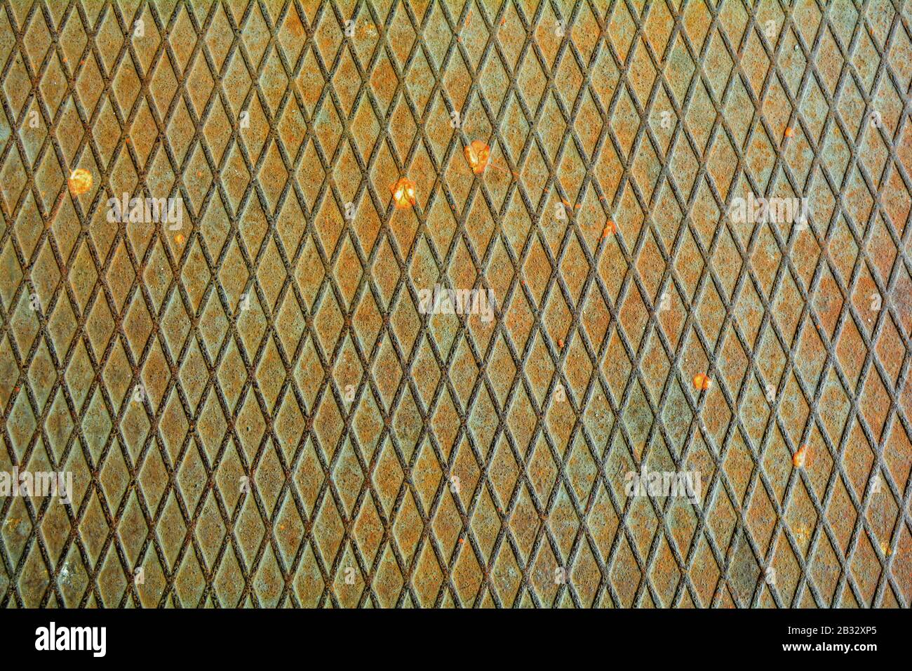 Texture of metal plate with embossed diamond pattern. Rustic iron metal ...