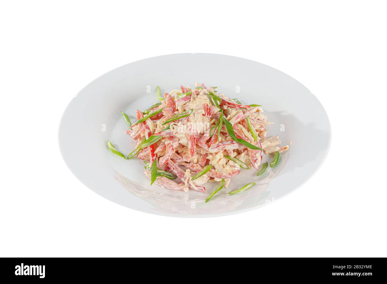 Salad with Bulgarian pepper, meat, chicken, squid, crab sticks, egg ...