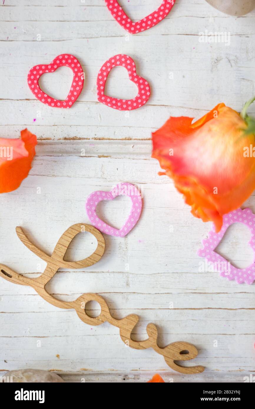 Valentine's day background - hearts, cloves and Love letters Stock ...