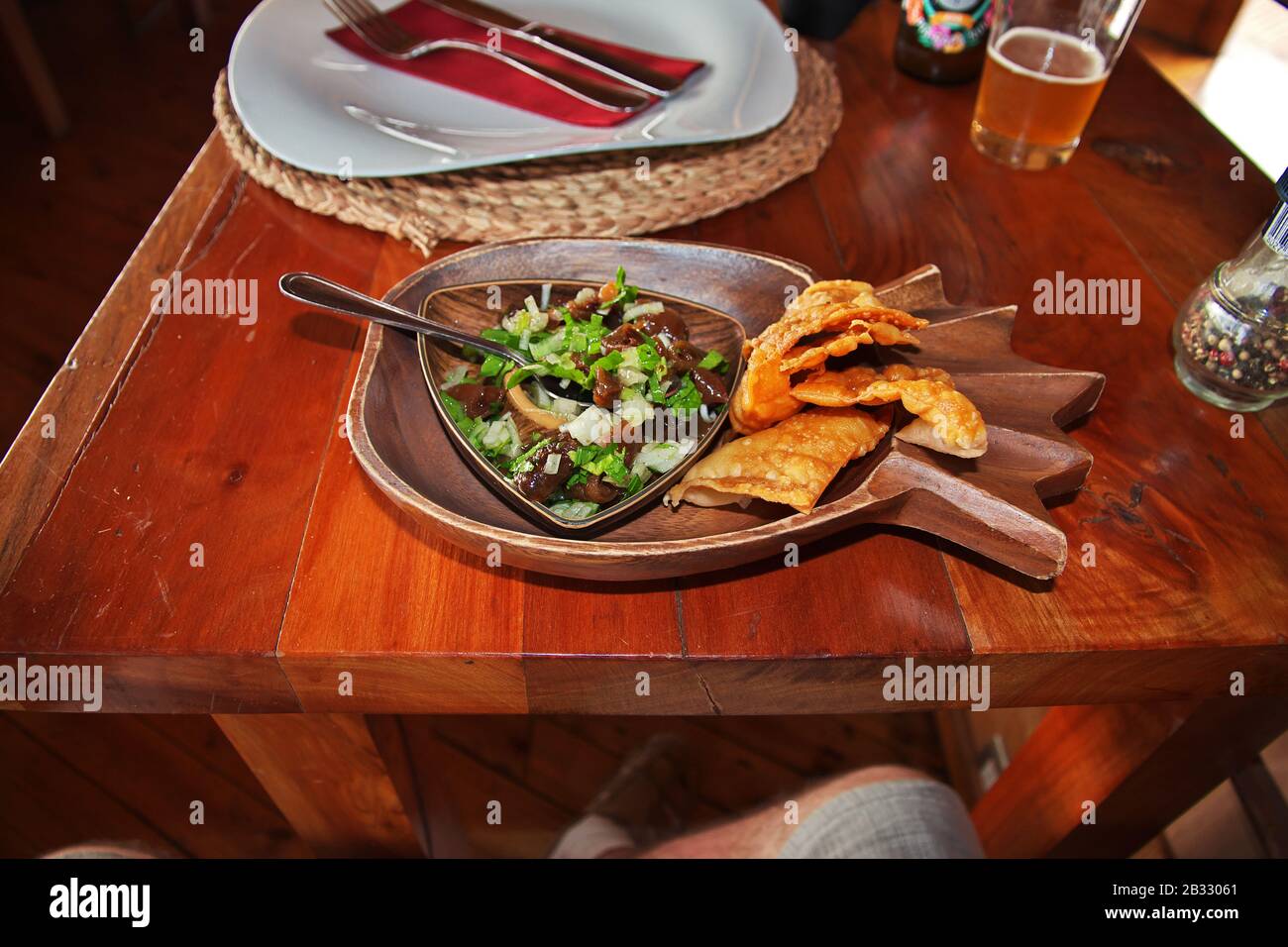Food in street cafe of Hanga Roa on Easter Island, Chile Stock Photo ...