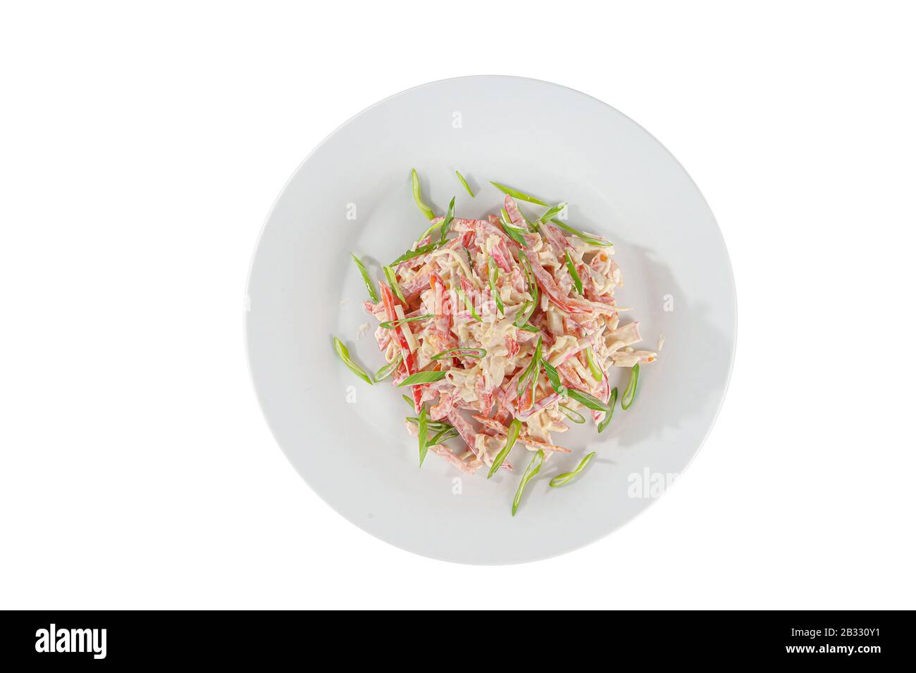 Salad with Bulgarian pepper, meat, chicken, squid, crab sticks, egg ...