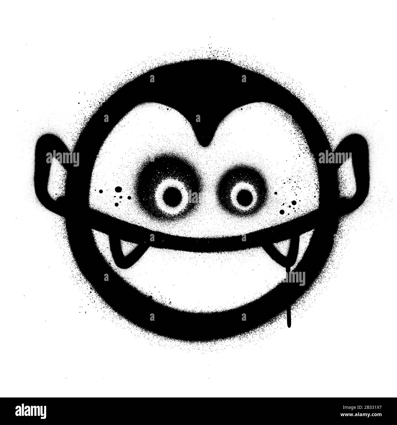 graffiti crazy vampire icon sprayed in black over white Stock Vector ...