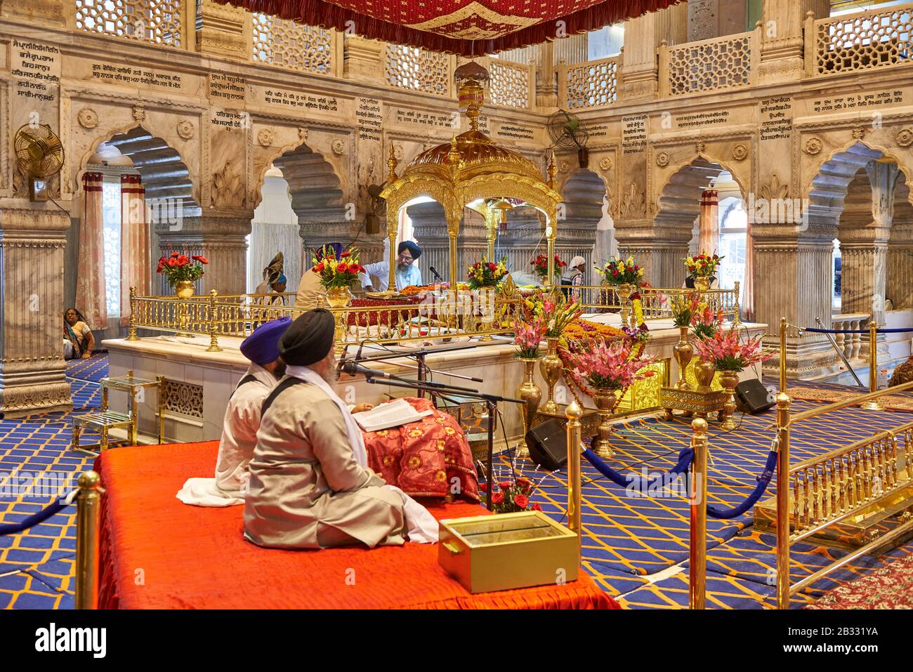 Sikhs Praying In Gurdwara