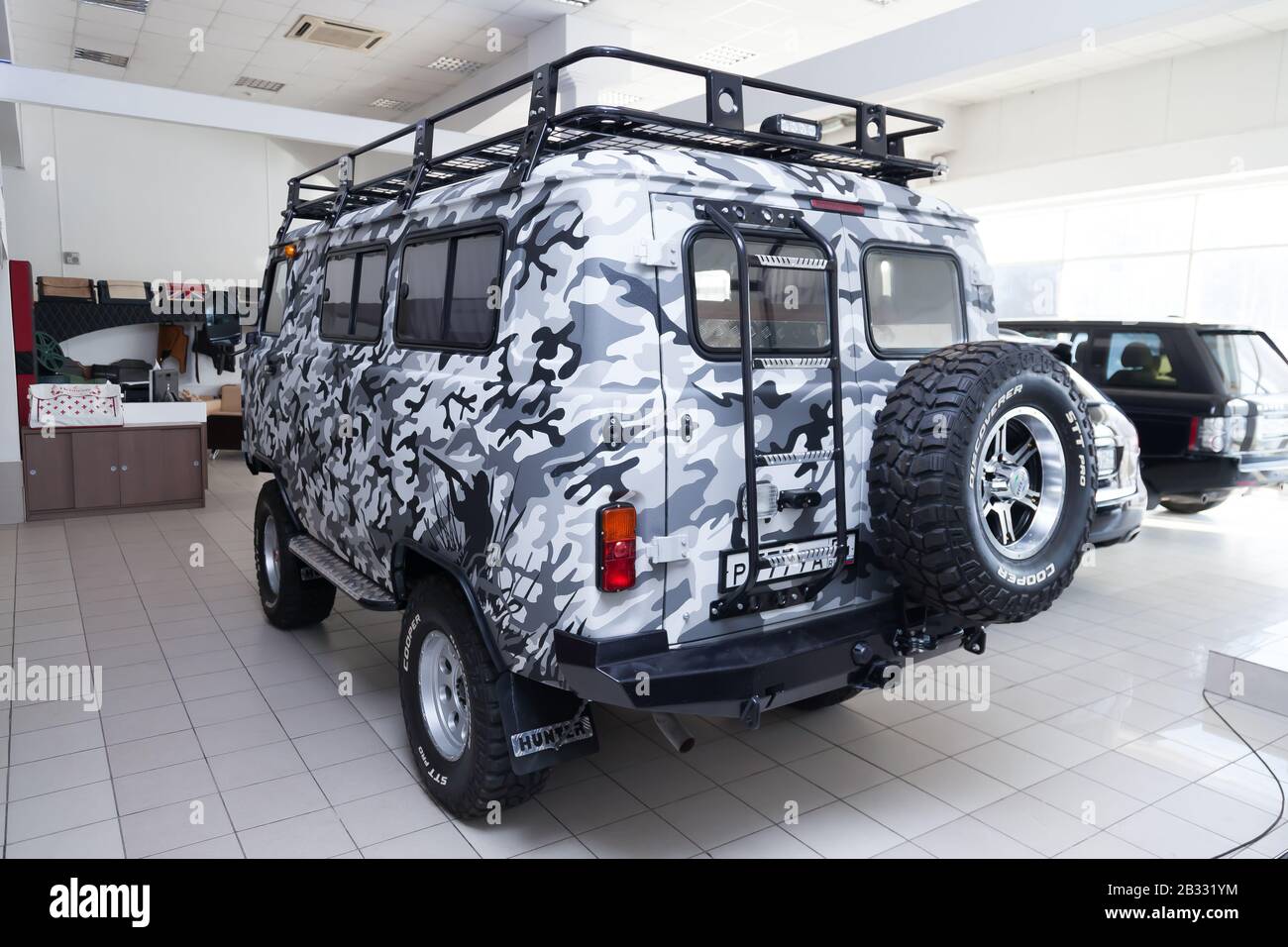 Novosibirsk, Russia - 02.26.2020: Gray used UAZ car with rear view ...