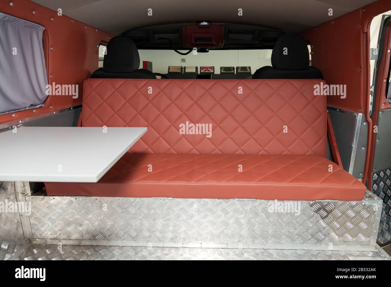 The interior of the car in the back of a van converted into a motor ...