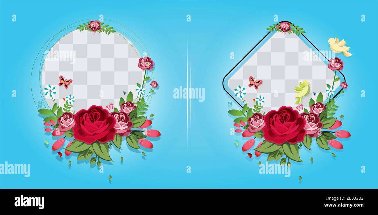 Flowers frame template. Vector illustration. Floral vector round frame ...