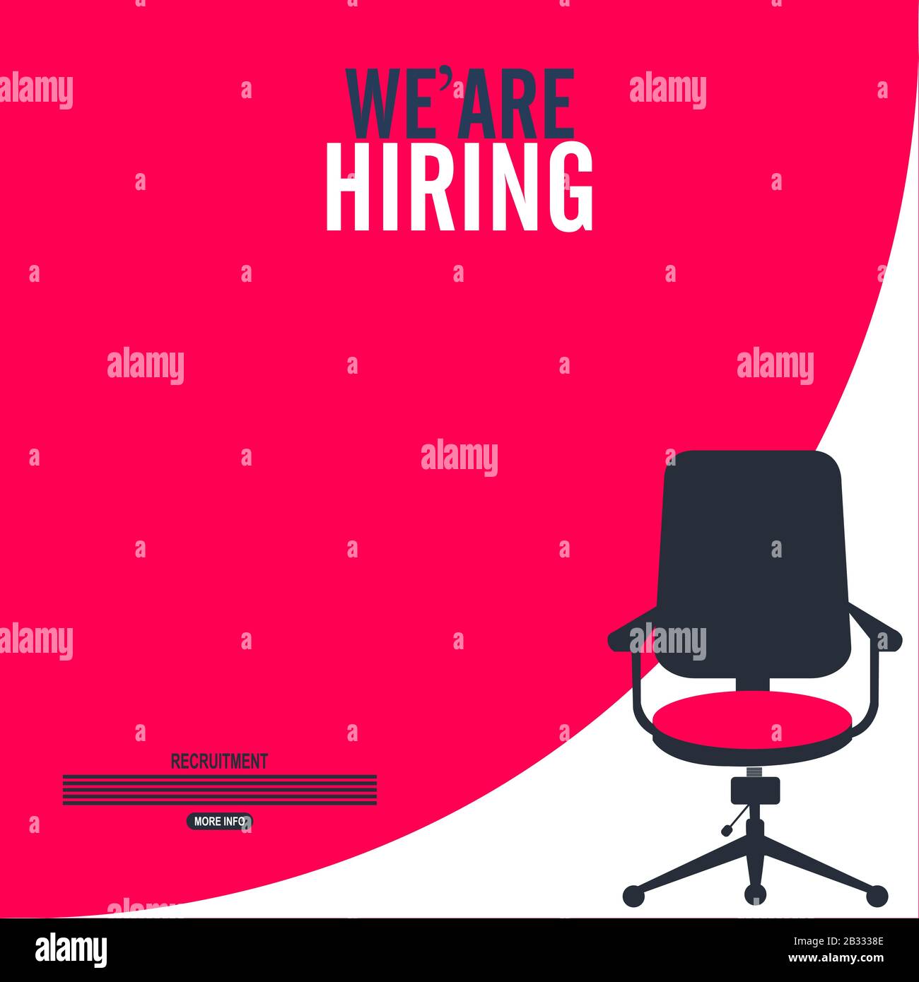 office chair, a sign vacant and inscription we're hiring with icons on ...