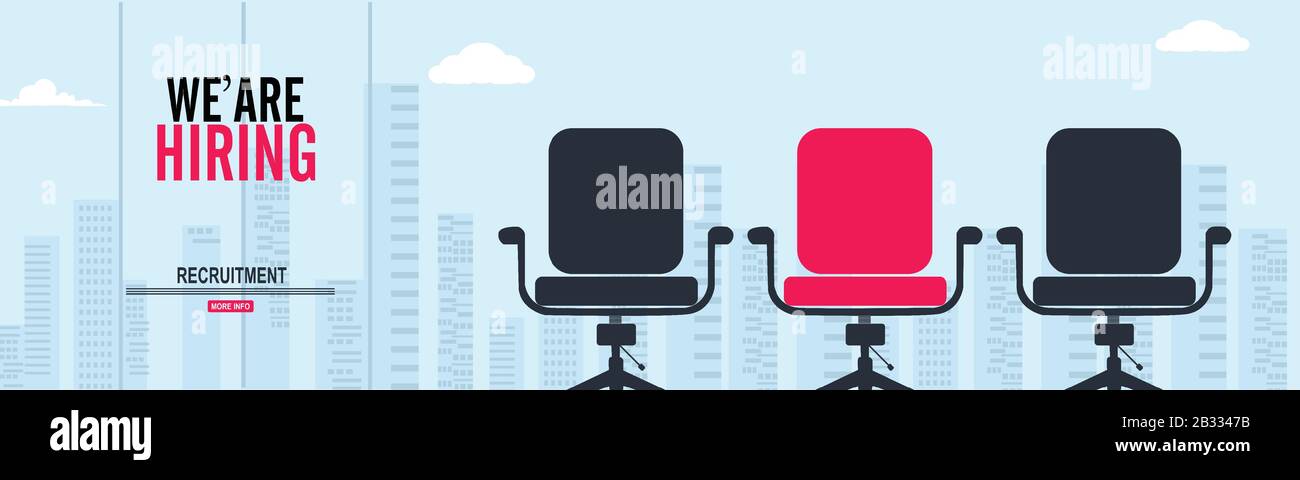Office Worker Hiring Poster design, We're hiring flat illustration ...