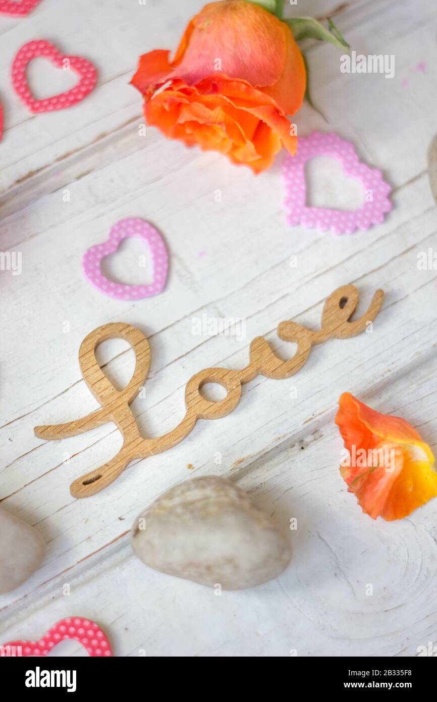 Valentine's day background - hearts, cloves and Love letters Stock ...