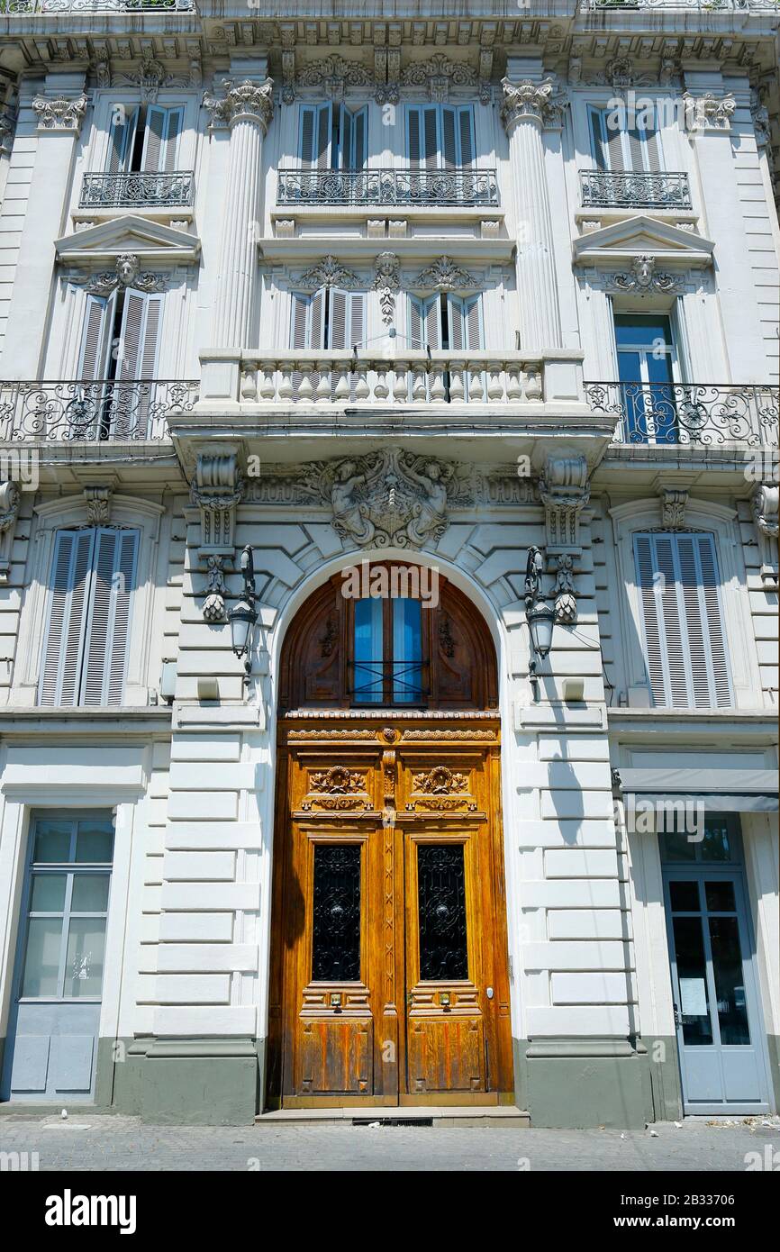 facade of mediterranean building with stone wall Stock Photo - Alamy