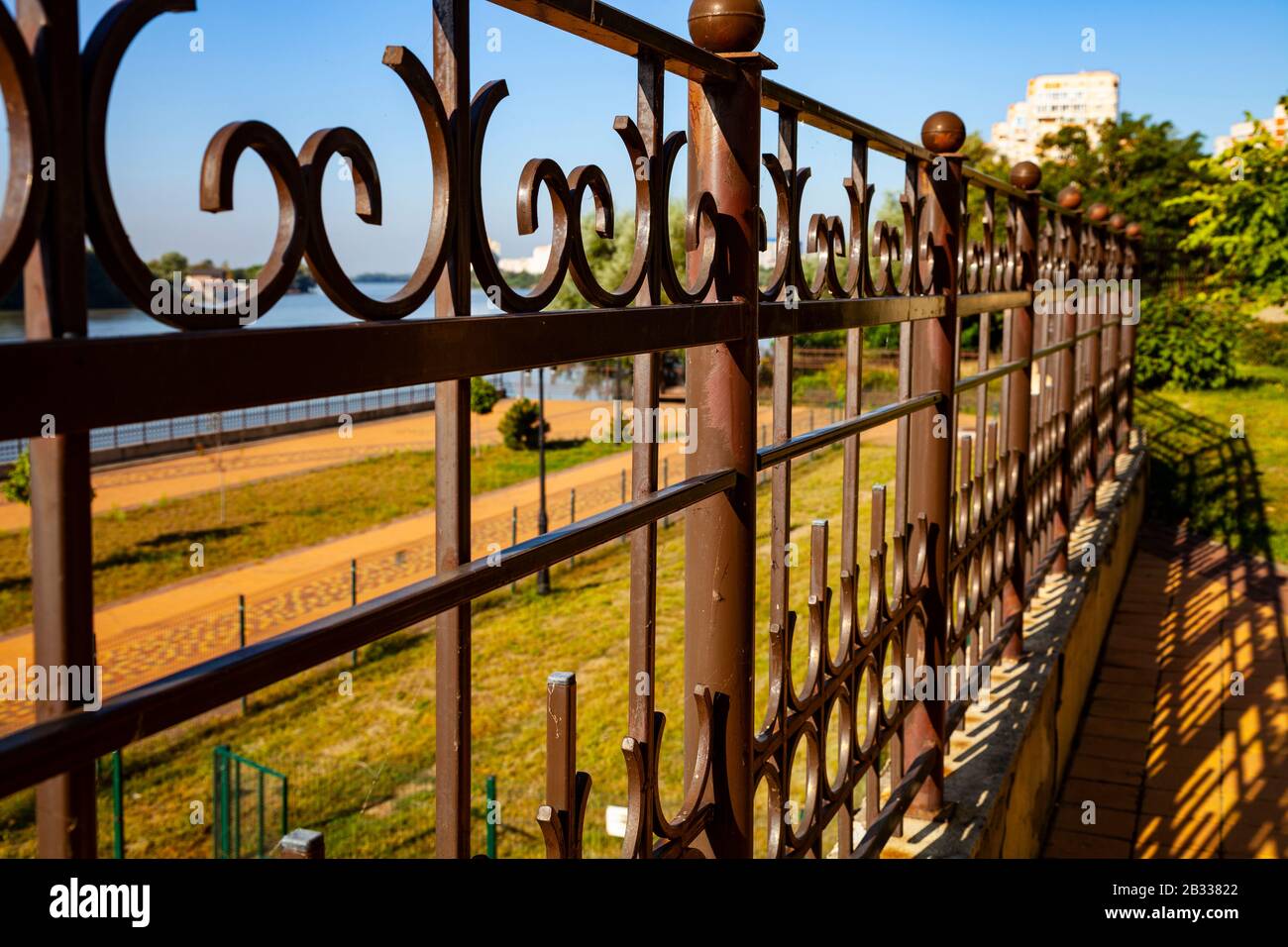 Embankment of the Kuban River, Krasnodar, Russia. Fence close up Stock ...