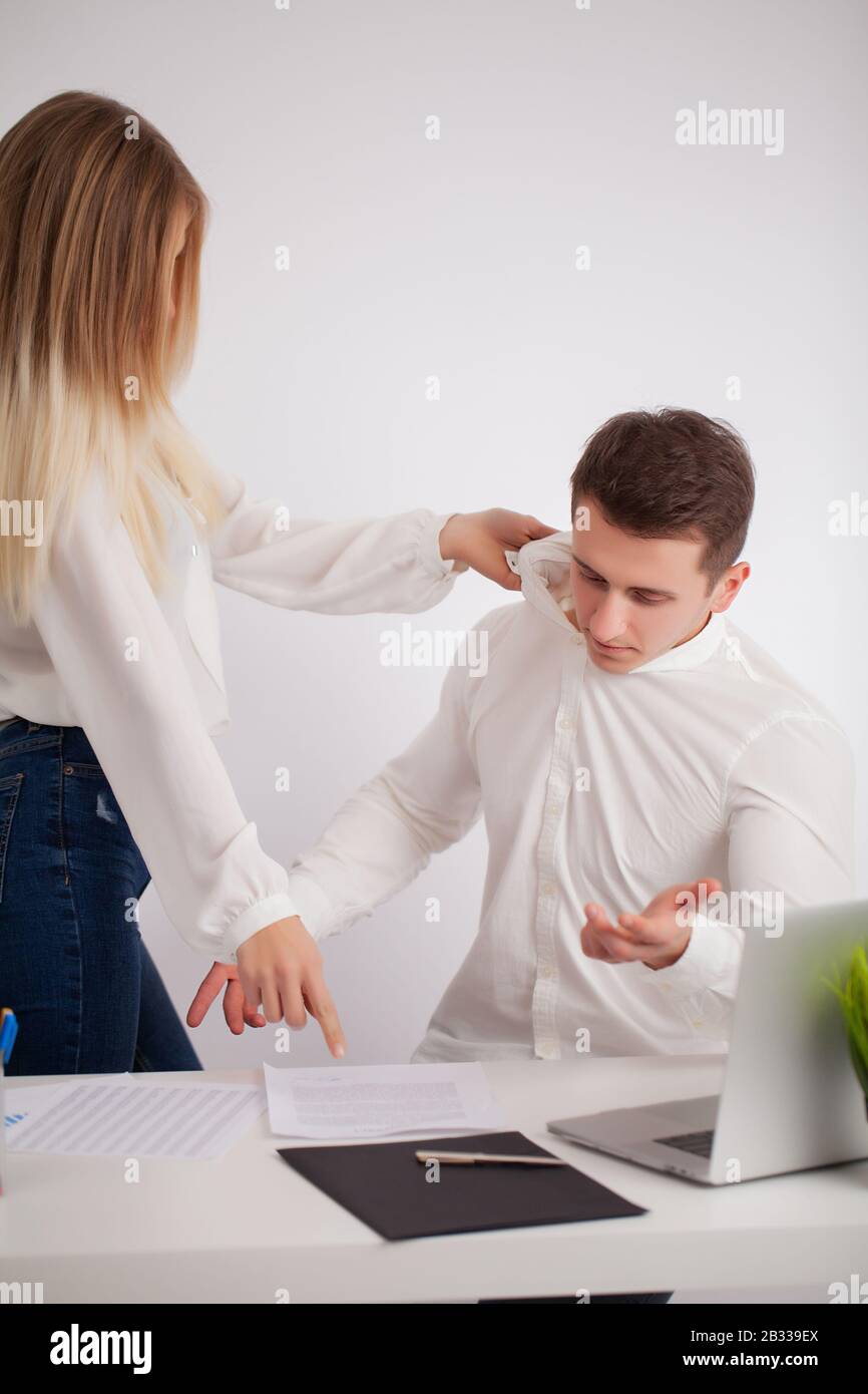 Angry customer has a conflict with the manager of the company Stock ...