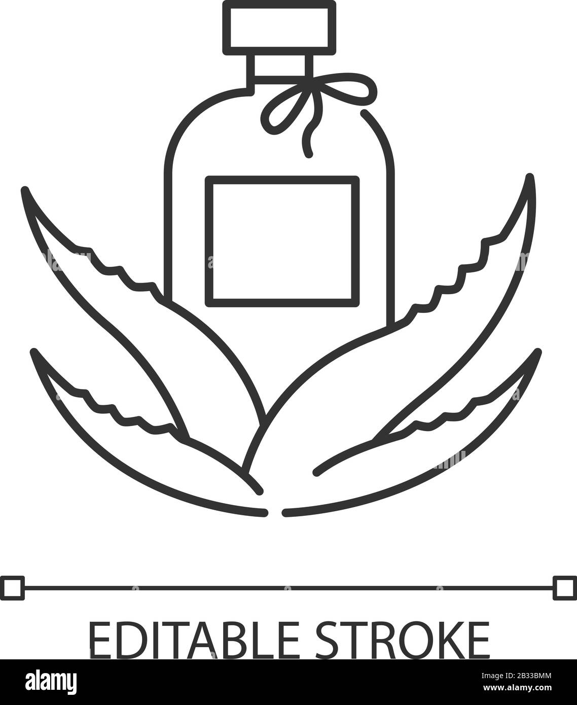 Organic lotion pixel perfect linear icon. Natural cream with aloe vera ...