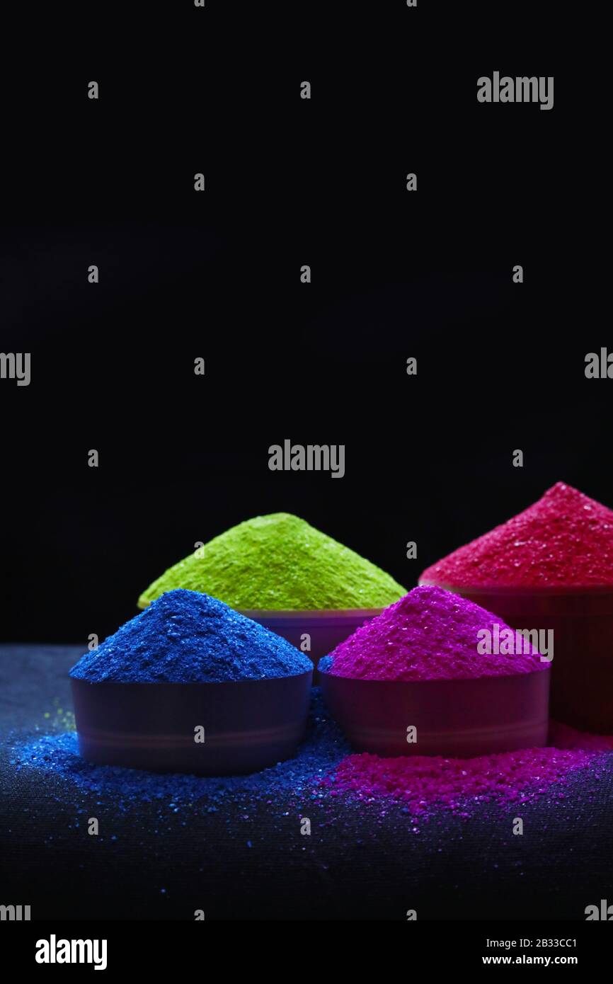 Concept: Indian colours holi festival. Colorful gulal (powder colors ...