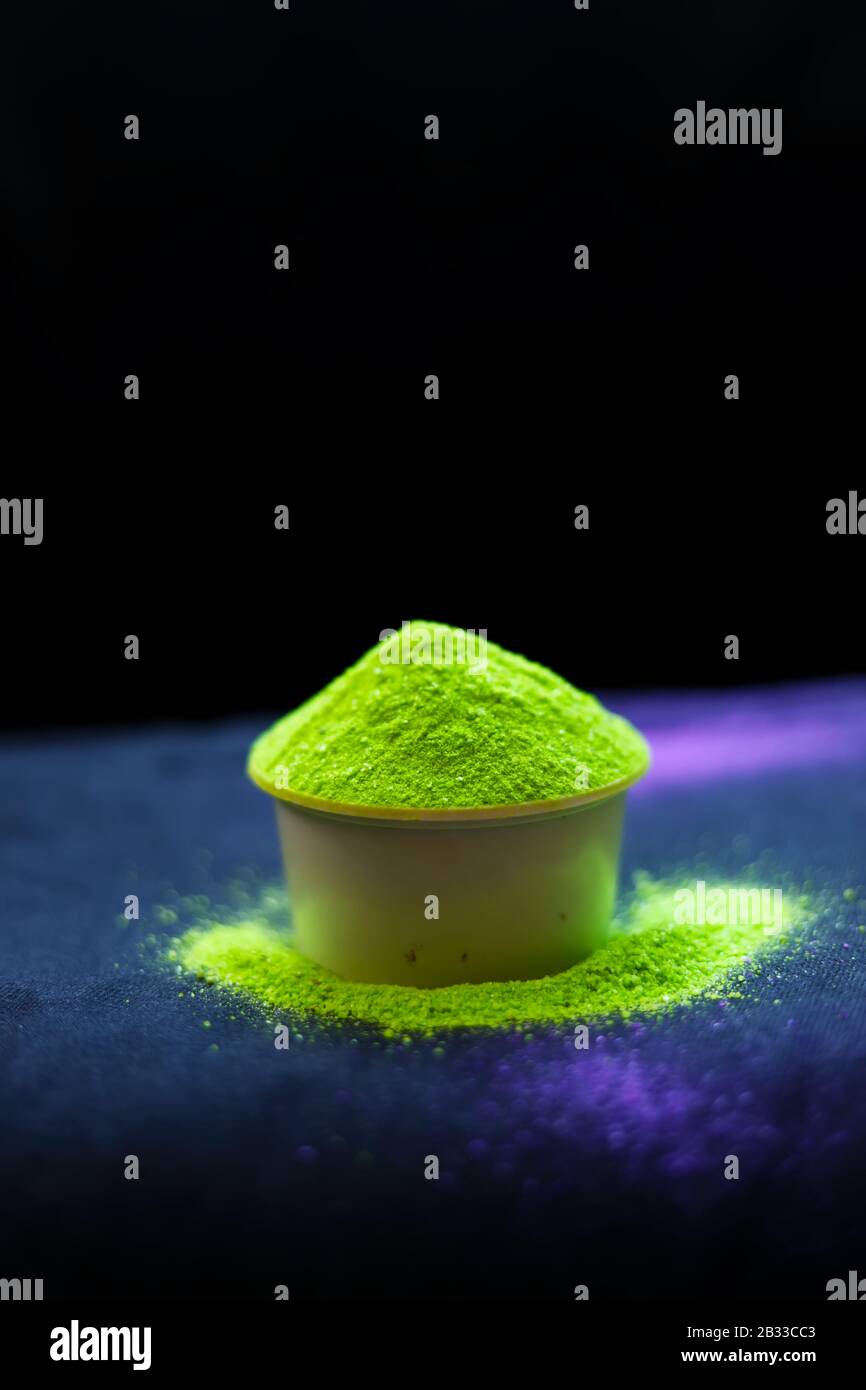 Concept: Indian colours holi festival. Colorful gulal (powder colors ...