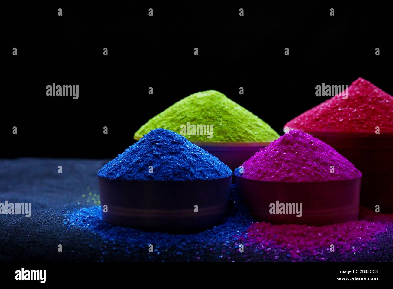 Concept: Indian colours holi festival. Colorful gulal (powder colors ...