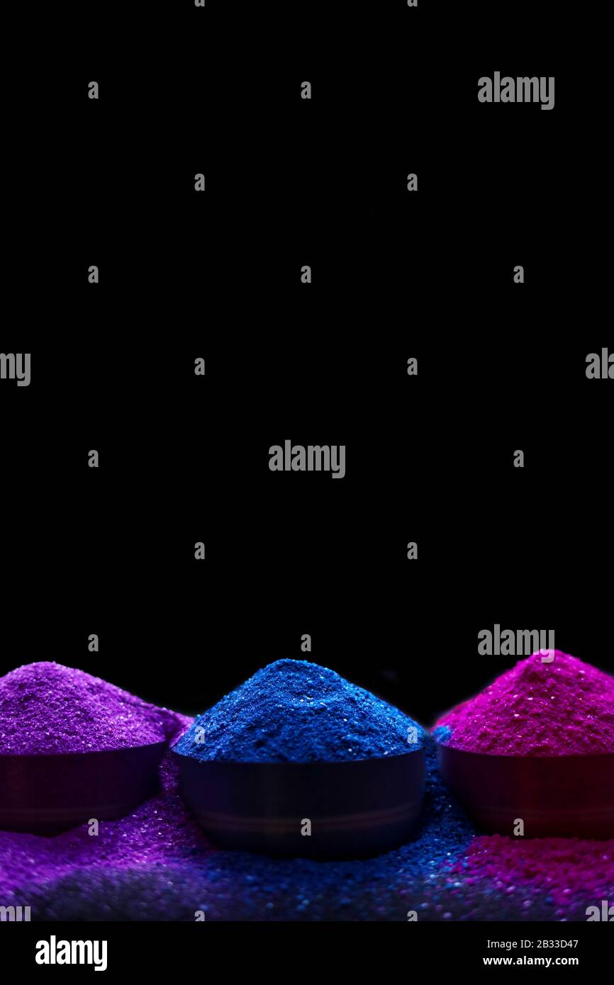 Bright colours for Indian holi festival. Colorful gulal (powder colors ...