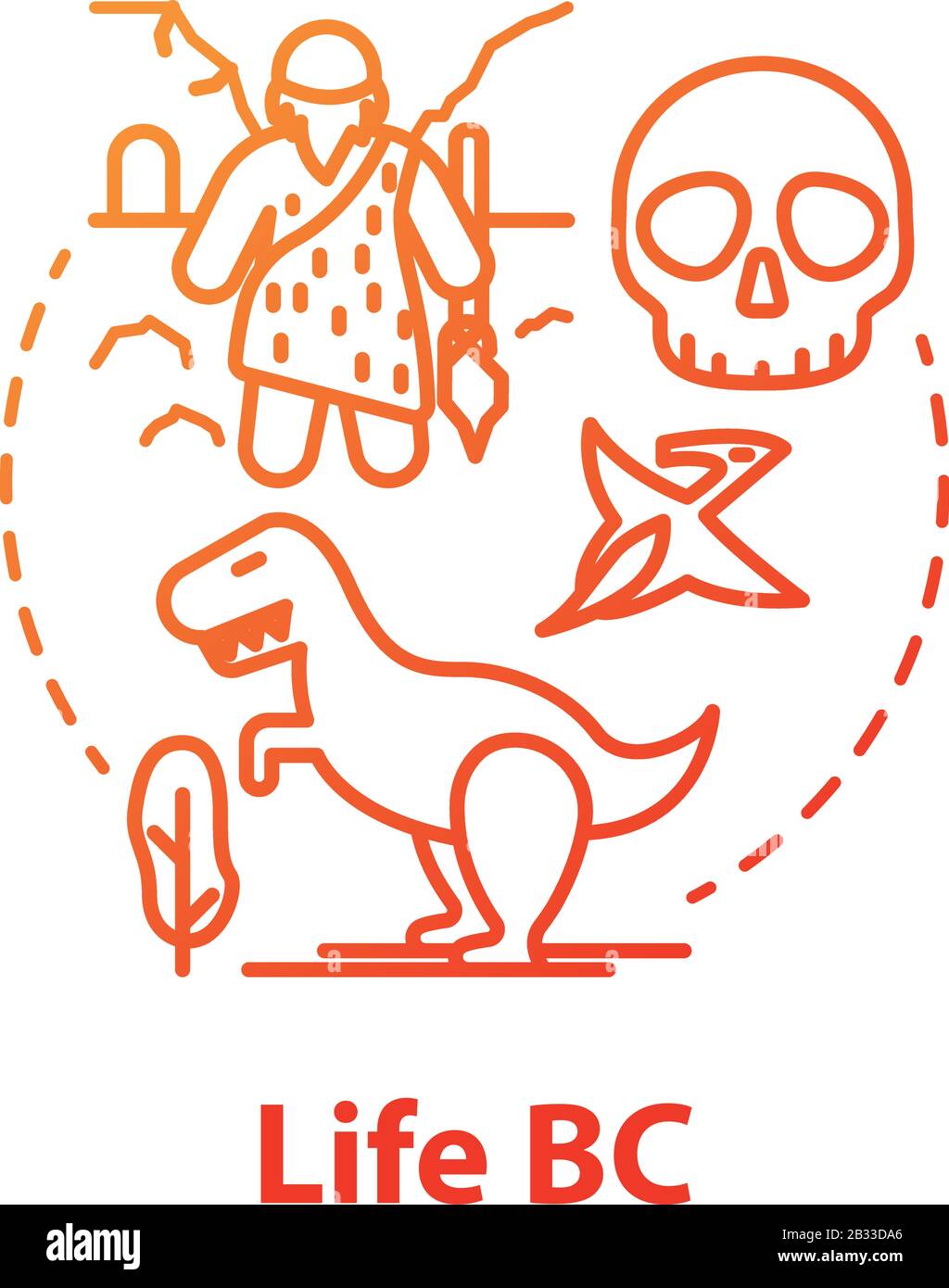 Life BC concept icon. Paleontological research. Studying development of ...