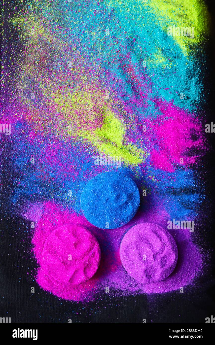 Bright colours for Indian holi festival. Colorful gulal (powder colors ...