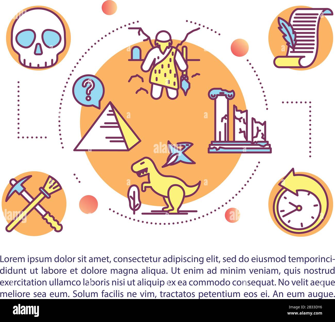Ancient world history concept icon with text. Life BC. Archaeology and ...