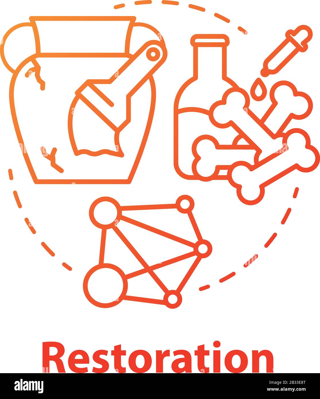 Restoration concept icon. Laboratory analysis archeological artifacts ...