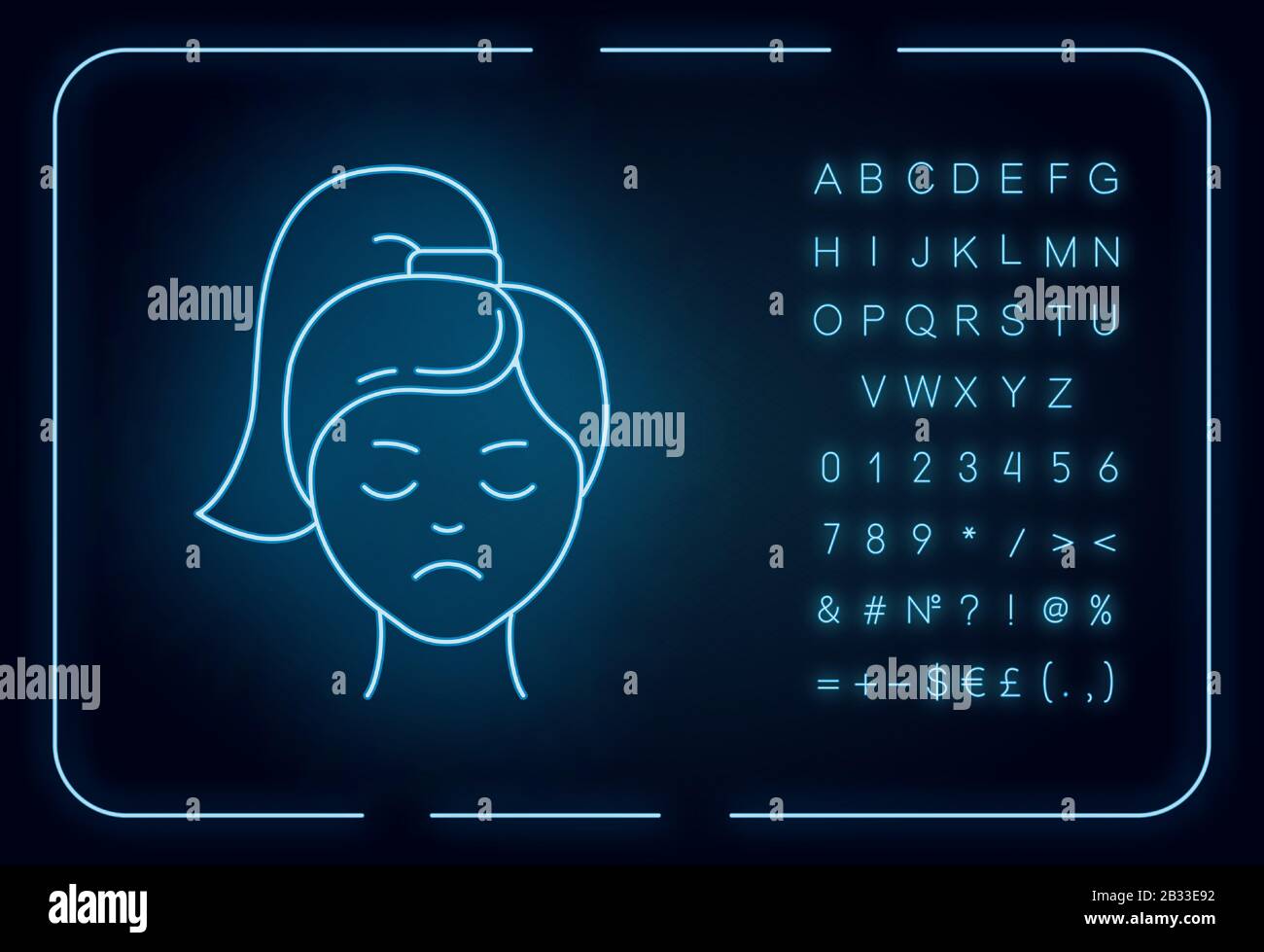 Sadness neon light icon. Unhappy expression. Low mood. Emotionally ...