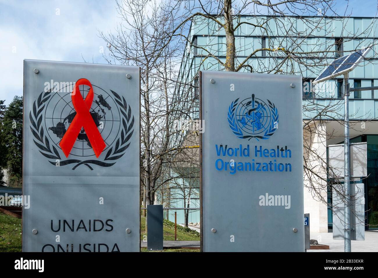 Geneva / Swtzerland - march 02 2020 : building of UNAIDS, an innovative ...